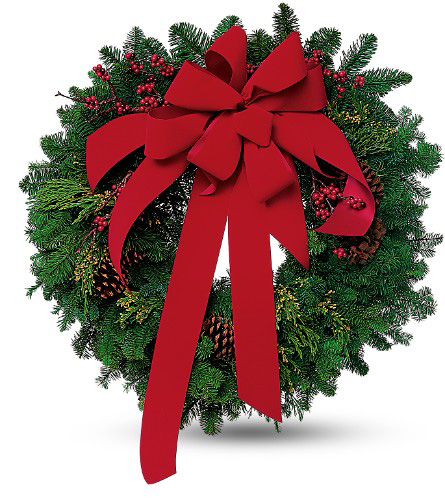 Pams Garden Hidden Christmas Wreath With Red Velvet Bow Tf84 1